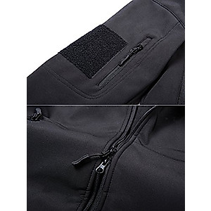 TACVASEN Men's Classic Fleece Liner Hooded Outwear Softshell Tactical Jacket Black,US XL