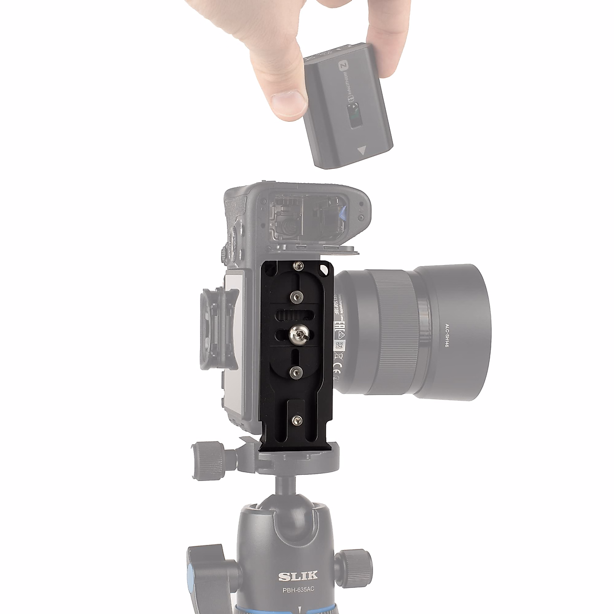 SLIK i-Bracket Arca-Compatible Quick Release Plate for Mirrorless Canon R, Nikon Z and Sony a7 Series Cameras, Black (618-750)