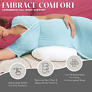Dukanix Pregnancy Pillows for Sleeping, Pregnancy Body Pillow, Support for Belly, Back, Hip and Leg, Maternity Pillow with Adjustable Cooler Cover, Pregnancy Wedge Pillows Ideal for Pregnancy Travel,