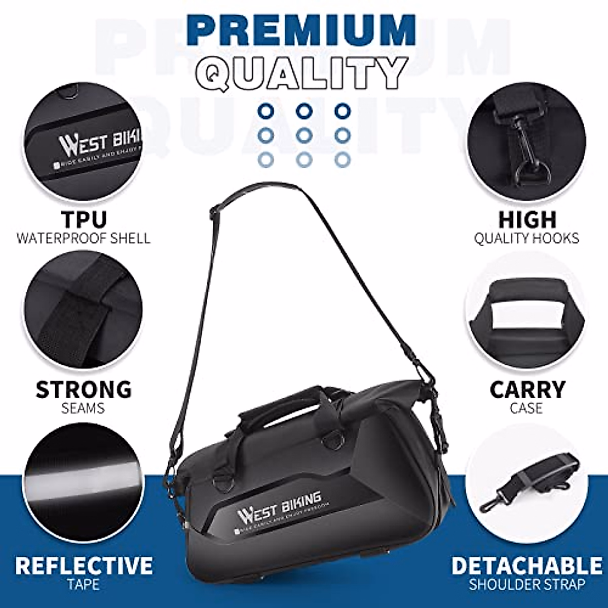 West Biking Bike Rack Bag - 3 in 1 Bicycle Trunk Pannier Bag, 13L/24L Capacity Bike Rear Seat Bag with Waterproof Carbon, Bicycle Rack Rear Carrier Bag with Shoulder Strap (Black)