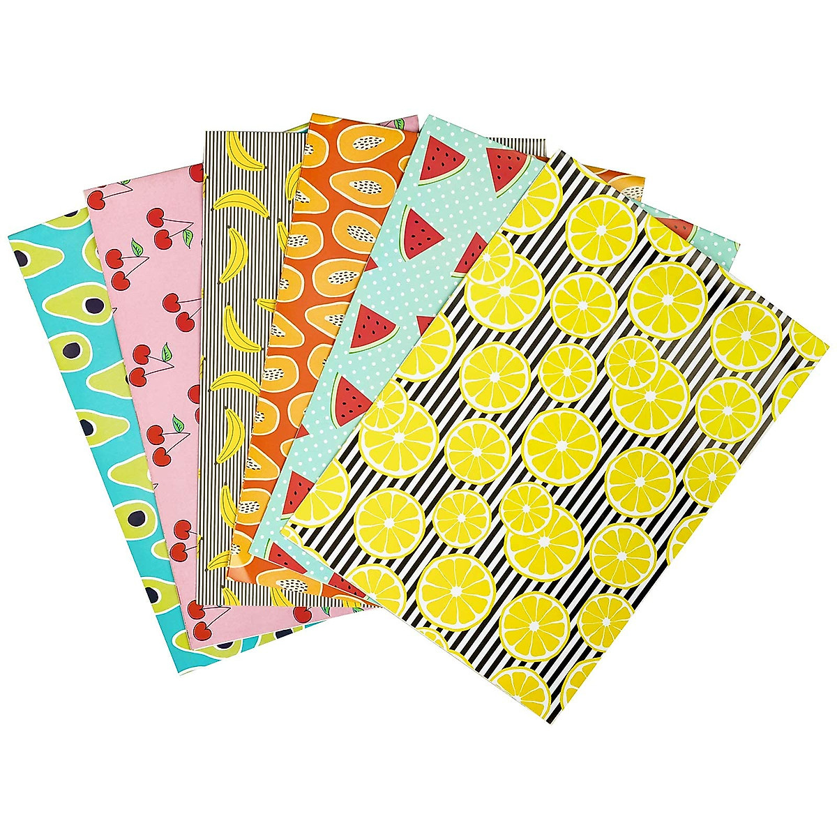 MAYPLUSS Wrapping Paper Large Sheet - Folded Flat - 6 Different Fruit Design (45.2 sq ft.ttl) - 27.5 inch X 39.4 inch Per Sheet