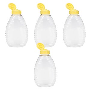 Cabilock Refillable Squeeze Honey Bottle 4Pcs Plastic Honey salad dressing bottle honey storage bottle plastic squeeze dispenser Jar Empty Squeeze Ketchup Squeeze Bottle