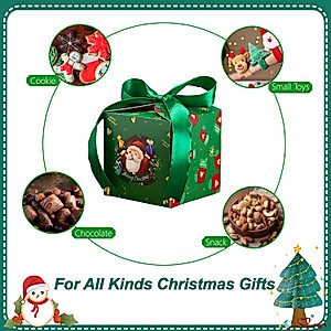 Christmas Gift Boxes Treat Cookie Favor Party Stacking Set with Lids Merry Christmas Goodie Paper Box Small Size Bow Bulk for Chirldren Mini Wrap Decorative Candy Holiday Santa Presents Bags Giving