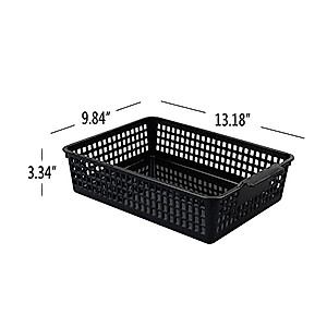Qqbine A4 Plastic Storage Basket Tray, Classroom Paper Baskets, 6 Packs