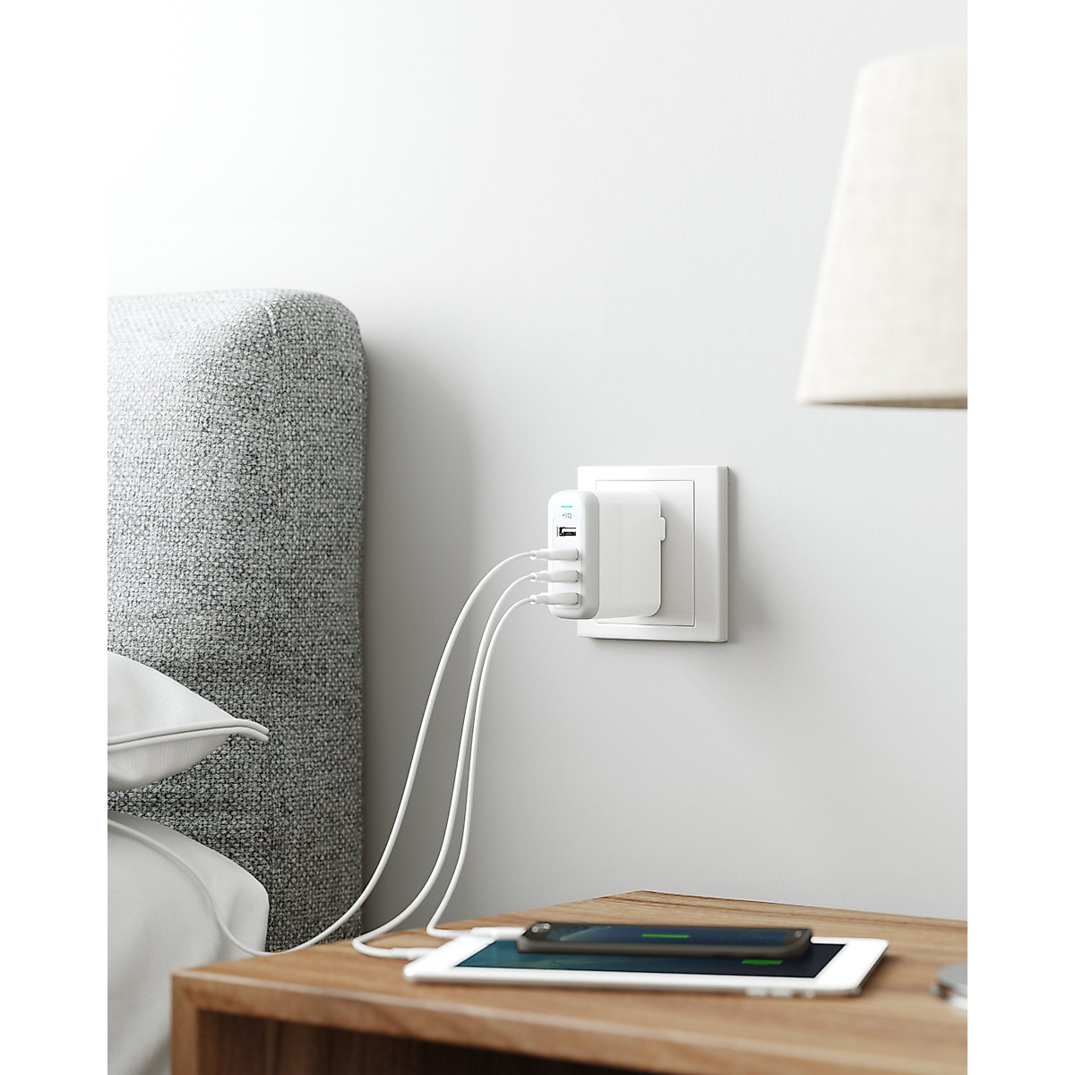 Anker 40W 4-Port USB Wall Charger with Foldable Plug, PowerPort 4 for iPhone 11/XS/XS Max/XR/X/8/7/6/Plus, iPad Pro/Air 2/Mini 4/3, Galaxy/Note/Edge, LG, Nexus, HTC, and More, white (A2142)