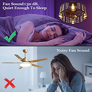 XuanDe Ceiling Fans with Lights and Remote, Vintage Caged Ceiling Fans Industrial Farmhouse Rustic Ceiling Fan Bladeless Enclosed Flush Mount for Hall, Living Room, Bedroom（Bulb x 6 Included）