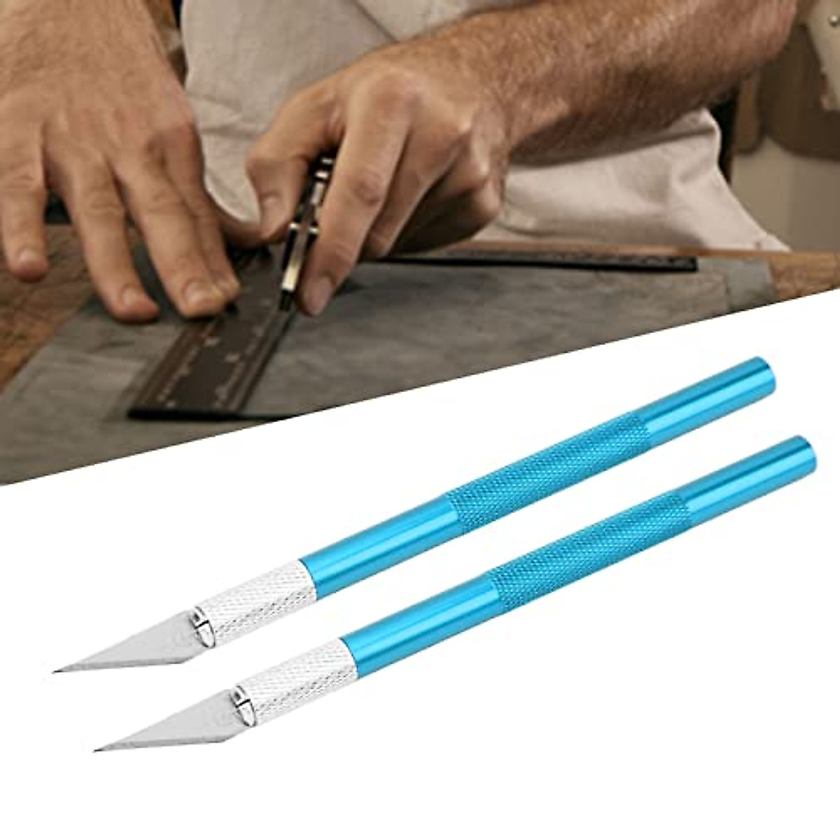 Hobby Knife, Exacto Knife Set Non Slip Handle Accurate Control 20 Blades for Crafting for Hand Account (Blue)