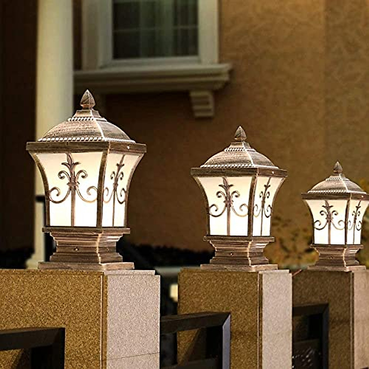 Outdoor garden lights Bonnik Fashion Outdoor Column Headlight Waterproof Pillar Lamp Fence Wall Sconce Exterior Landscape Lighting Fixture Lawn Pillar Lamp For Home Balcony Yard Villa Garden Pool Edge