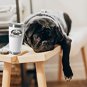 Aigang Funny Tumbler Pug Gift for Pug Lovers Friends Family Coworkers Kids Birthday Father's Day Puppy Coffee Cup 20oz Stainless Steel Travel Mug Thermal Water Bottle for Hot & Cold Drinks