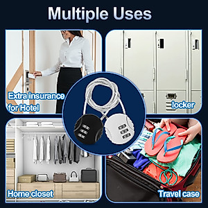 4 Pieces 3 Digit Combination Lock Wire Stroller Waterproof Padlock Cable Locks Lightweight Locker Lock Flexible Gate Lock for School Luggage Helmet Gym Fence Door Sports Bike (Black, Silver)