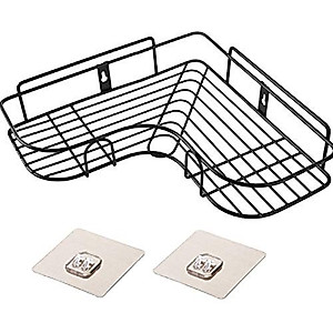 Ibuz.in Bathroom Shelf Adhesive Hooks Sticker Strong Hooks for Shower Caddy Basket Double Claw Wall Hooks Sticker for Kitchen Bathroom (7 x 7 cm) Pack of 8Pcs (8, Gold)