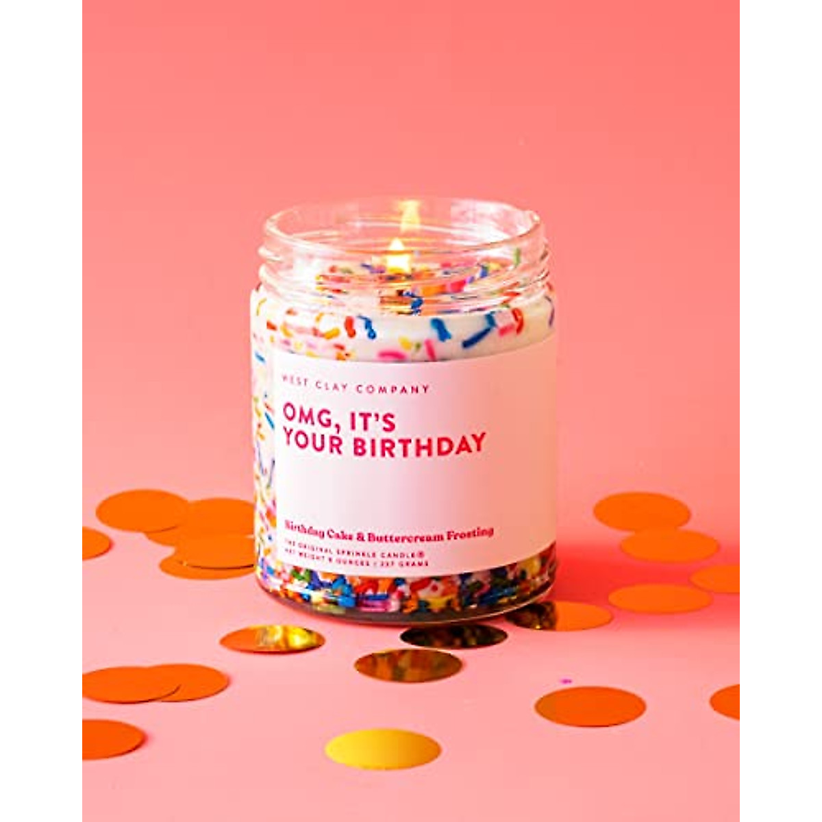 OMG, It’s Your Birthday Sprinkle Candle | West Clay Company | Happy Birthday Vanilla Cake Sprinkles Scented Soy Nontoxic Candles for Gift | Women, Bday, Birthday Gifts for Women