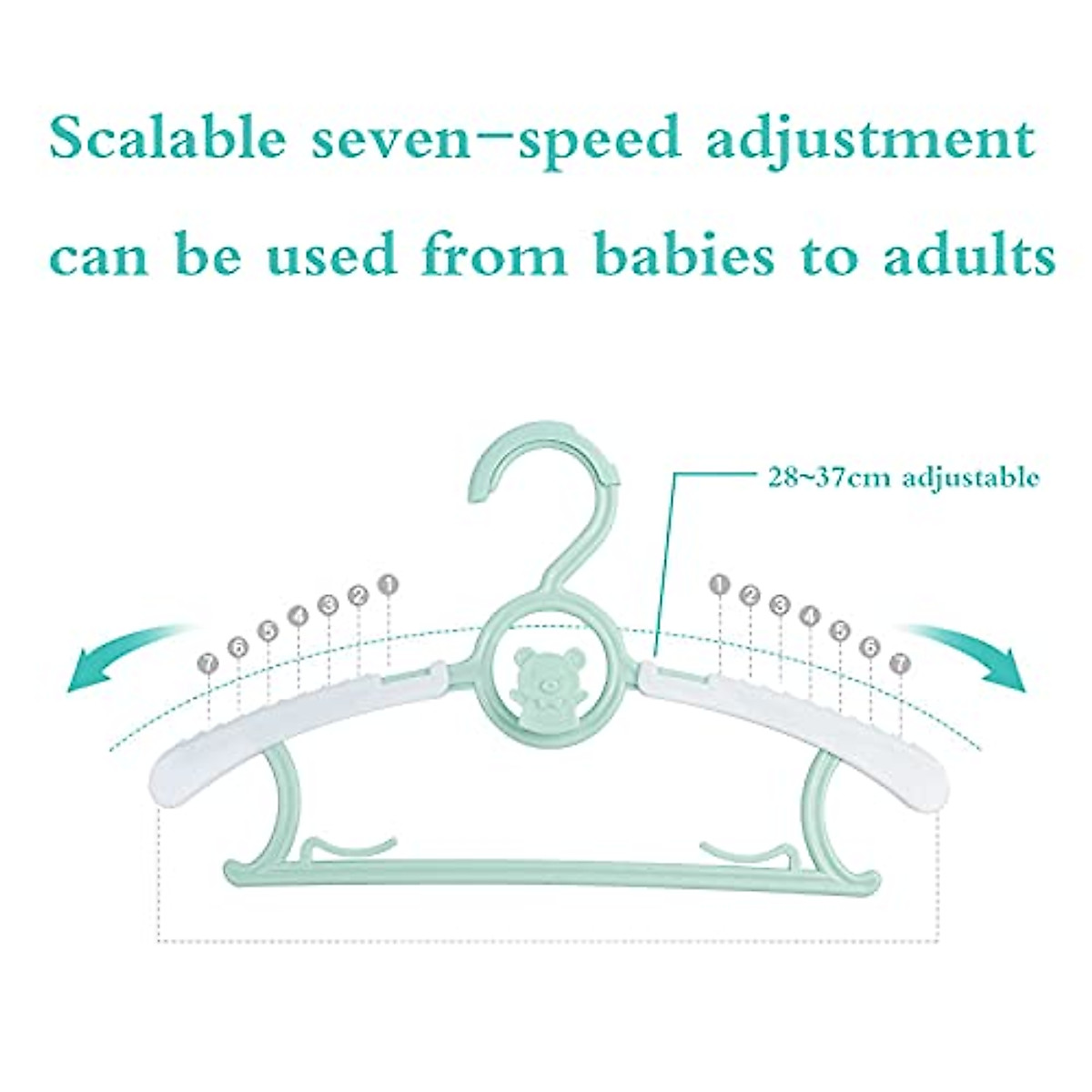 30 Pack Kids Hangers,Childrens Durable Plastic Infant Hangers for Kids Clothes,Non-Slip Baby Clothes Hangers,Extensible Toddler Hangers for Laundry and Closet (Green)