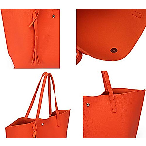IBLUE Women Tote Bag Purse Large Faux Leather Shoulder Bag Tassel Satchel Handbags, D1059 (orange)
