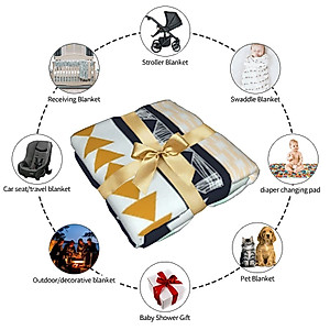 Western Native American Newborn Swaddle Blanket, Soft & Cozy Aztec Receiving Baby Blankets Swaddle Wrap for Boys and Girls