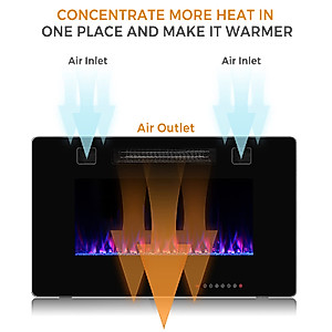 RELAX4LIFE 30" Recessed and Wall-Mounted Electric Fireplaces - Electric Fireplace Inserts with Remote Control, 1-8 Hours Timer, Touch Screen, 12 Adjustable Flames, 5 Speeds, 750/1500W Wall Fireplace