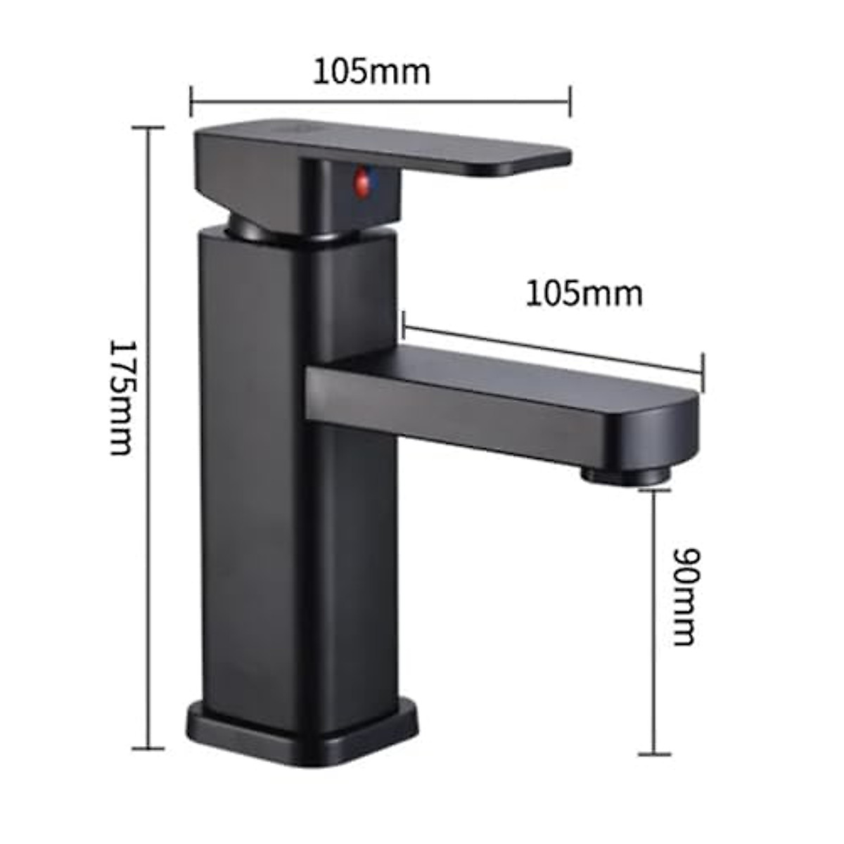 Bathroom Faucet hot and Cold Water Mixing Faucet countertop Installation Home Bathroom Basin Faucet Black Square washbasin Sink Bathtub Faucet