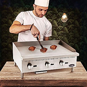 Cook Rite ATMG-36 Commercial Griddle Heavy Duty Manual Flat Top Restaurant Griddle Stainless Steel Portable Grill Natural Gas 36" Countertop - 90,000 BTU