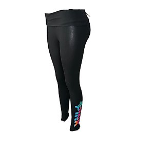Victoria's Secret Pink Active Foldover Full Length Cotton Legging Color Black Tropical New (as1, Alpha, x_l, Regular, Regular)