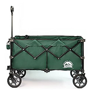 Maxwell Outdoors Collapsible Folding Outdoor Utility Cart Camping Wagon with Spacious Storage Volume and More Silence Wheels, Green