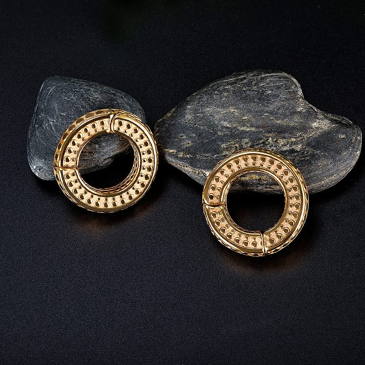 ERKUOO 2PCS Ear Weight Stainless Steel Ear Hangers for Stretched Ear Lobe Heavy Gauges for Ear Dangle Plugs and Tunnels Stretching Kit 0g(8mm)