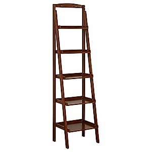 Coaster Furniture 5-Shelf Ladder Bookcase Solid Wood Frame Cherry 18.5" W x 15.75" D x 71.75" H 804369