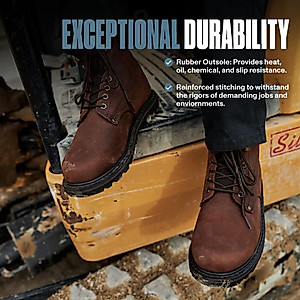 EVER BOOTS Tank Men's Soft Toe Oil Full Grain Leather Work Boots Construction Rubber Sole (10 D(M), Darkbrown)