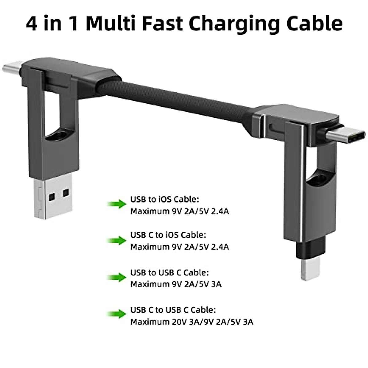CHAFON M3 USB C Cable 60W Multi Charging Cable with Magnetic Keychain