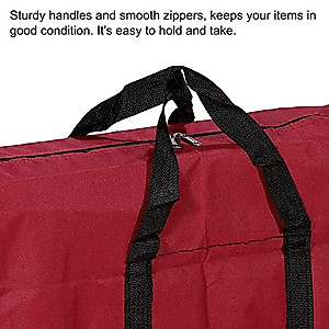 PATIKIL Storage Tote with Zippers, 40L Capacity Foldable Heavy Moving Tote Bags for Bedding Clothes, Red