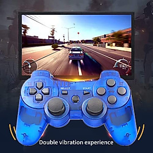 ＲＵＥＩＵＲＩ Wireless Controller for PS3,2 Pack PS3 Controller Compatible with PS 3 Console Double Shock Motion Control Upgraded Joystick with Charging Cord (Blue+Green)