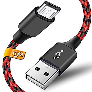 Android Charger Cord,Micro USB Cable Braided Fast Charging Cord Compatible with Kindle Fire HD 7 8 10 Tablet Moto E4 E5 G4 G5 G6 Play Samsung Galaxy J7 S7 J3 S6 Edge Note 5 4 LG G3 G4 V10 K20 K30 6ft