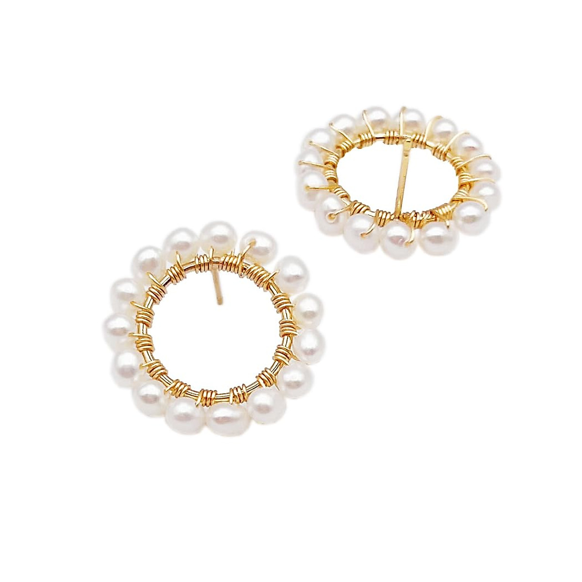 PISWENCY Freshwater Real Pearl Earrings 14K Gold Filled Stud Earrings for Women Handmade AAA Pearl Drop Dangle Earrings for Valentines Day, Gift for Her