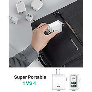 USB C Wall Charger, Aioneus 40W 4-Port Fast Charging Block USB C Charger Dual Port PD+QC Wall Plug Multiport Type C Charger Block for iPhone 14 13 12 11 Pro Max XS XR 8 7, iPad, Samsung Phone, Tablet