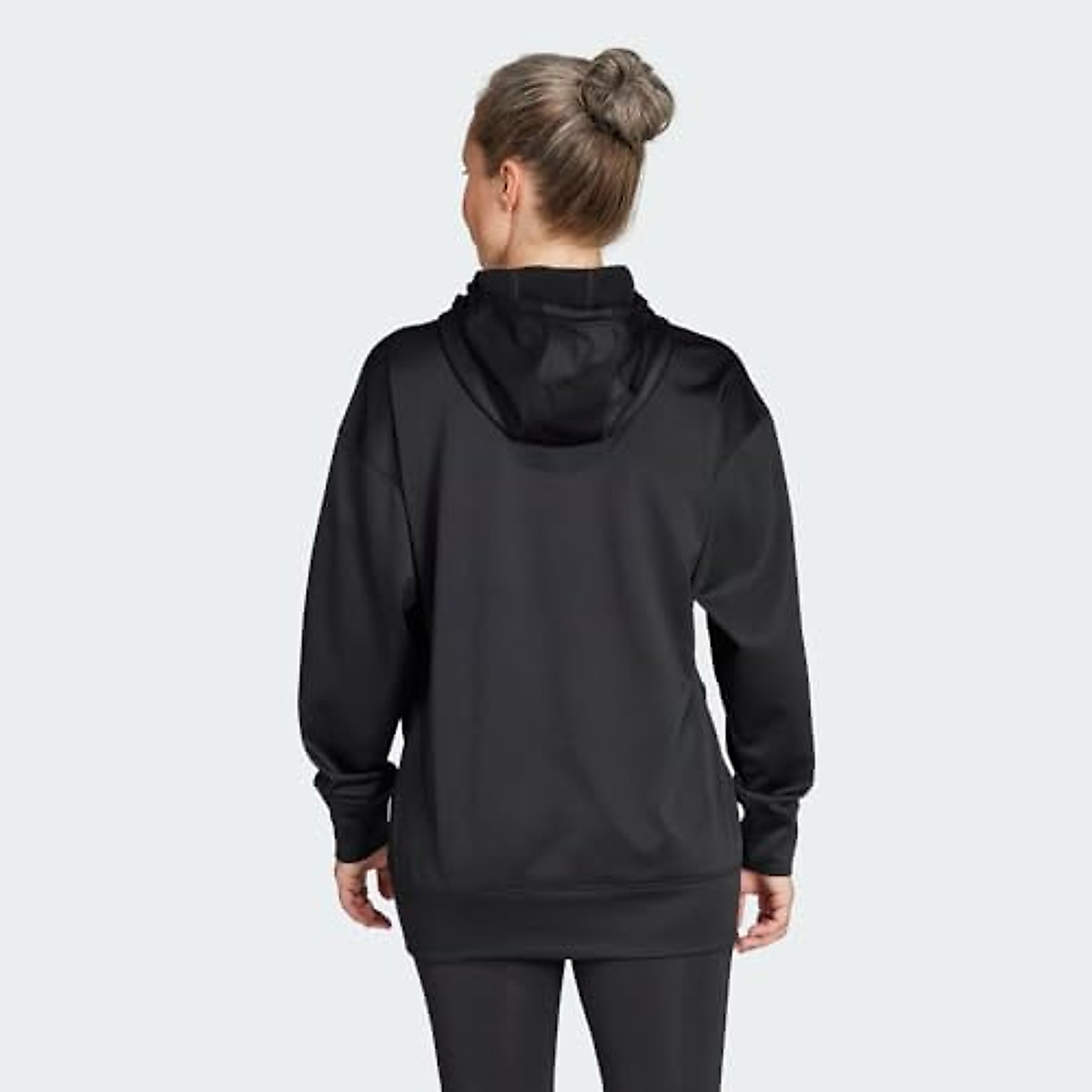 adidas Women's Aeroready Game and Go Fleece Hoodie, Black/White, Medium