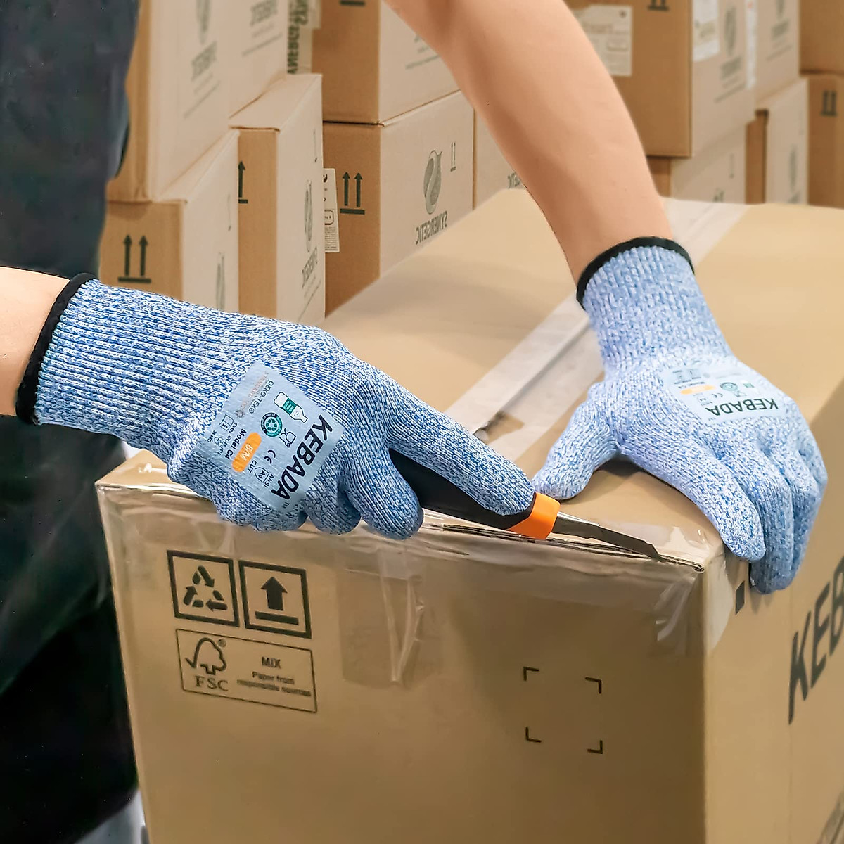 Kebada Cut Resistant Gloves, 100% Food Grade Cutting Gloves, ANSI A4 Protection Anti Cut Gloves; Glass-Free and Steel-Free, Level 5 Knife Gloves C4, Large