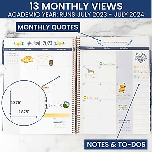 bloom daily planners 2023-2024 (8.5" x 11") Academic Year Day Planner (July 2023 - July 2024) - Weekly/Monthly Dated Agenda Organizer with Tabs - Modern Abstract, Navy