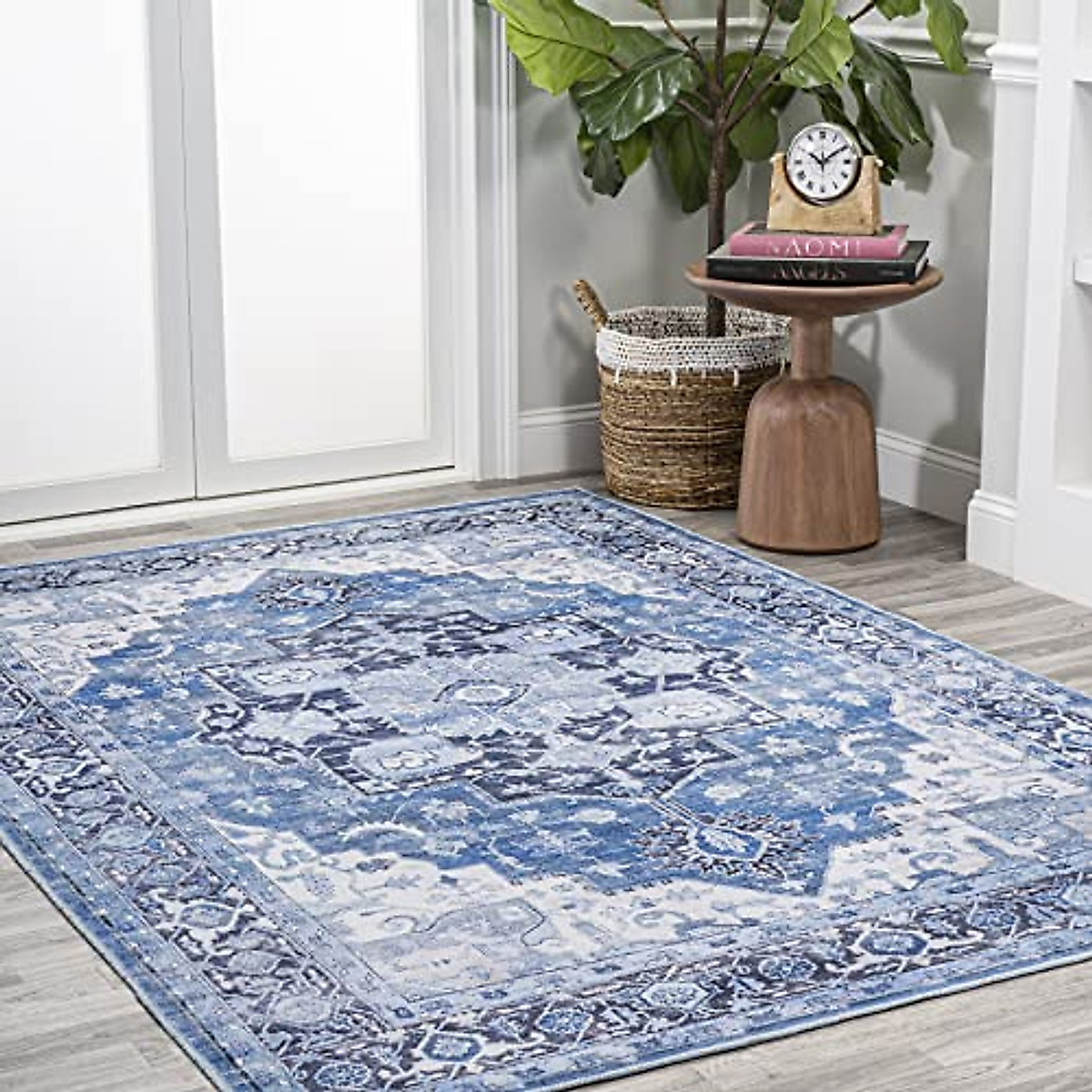 JONATHAN Y WSH109B-3 Maris Ornate Medallion Machine Washable Indoor Bohemian Transitional Area Rug,High Traffic,Kitchen,Living Room,Backyard,Non Shedding,3 X 5,Blue/Navy