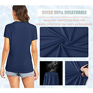 TACVASEN Workout Shirts for Women Athletic Shirts UV Protection Shirts Hiking T-Shirt Dry Fit Shirts Womens Sun Shirts Navy