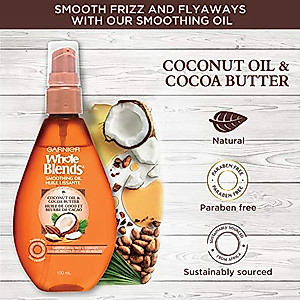 Garnier Whole Blends Smoothing Oil, Coconut Oil & Cocoa Butter Extracts 3.4 Fl Oz (1 Count)