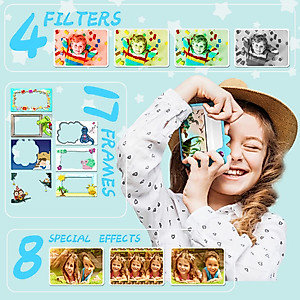 Camera Kids Instant Print USHINING 1080P Instant Camera for Kids Aged 3-12 Ink Free 12MP Print Camera for Kids 2.4 Inch Screen with 32GB SD Card,Color Pens,Print Papers (Blue)