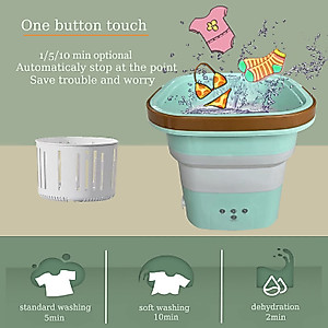 Mini Foldable Washing Machine for Baby Clothes, Underwear or Small Items, Foldable Portable Turbine Washer with Drain Basket for Apartment Dorm, Camping, Travelling, Gift for Friend or Family