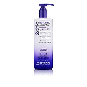 GIOVANNI 2chic Ultra-Repairing Shampoo - For Damaged, Over-Processed Hair, Helps Restore Hair's Natural Elasticity, Blackberry & Coconut Oil, Argan, Shea Butter, Color Safe - 24 oz