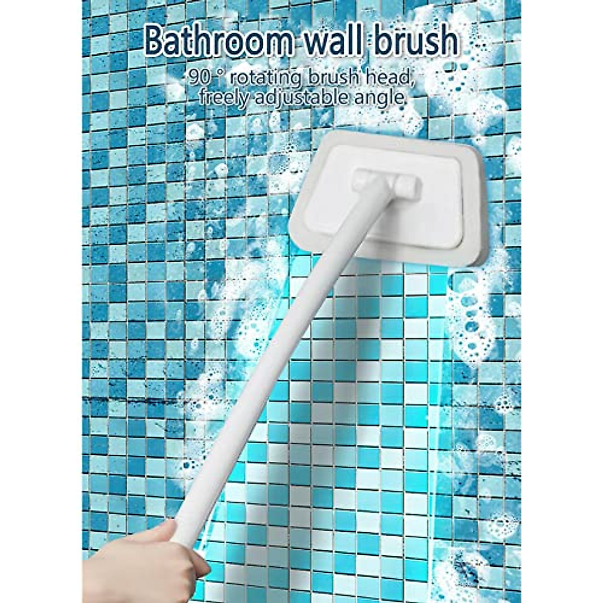 Removable Bathtub Brush - Multifunctional Wall Tile Brush Window Glass Sponge Cleaning Brush Long Handle Decontamination Floor Brush, for Home Bathroom