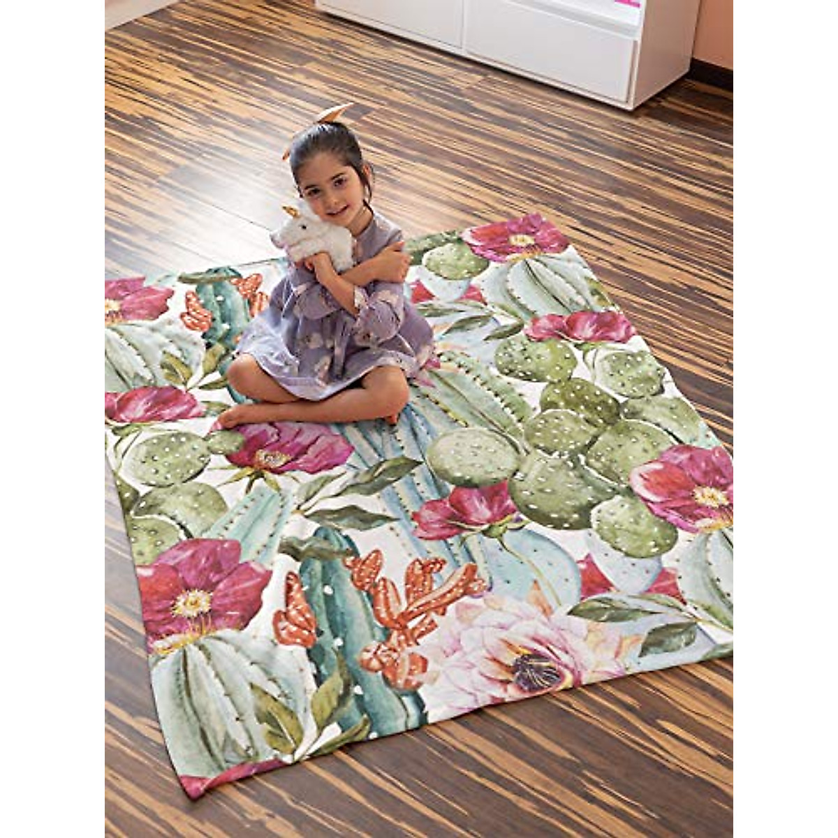 Cactus and Tropical Plants Soft Throw Blanket All Season Microplush Warm Blankets Lightweight Tufted Fuzzy Flannel Fleece Throws Blanket for Bed Sofa Couch 60"x50"