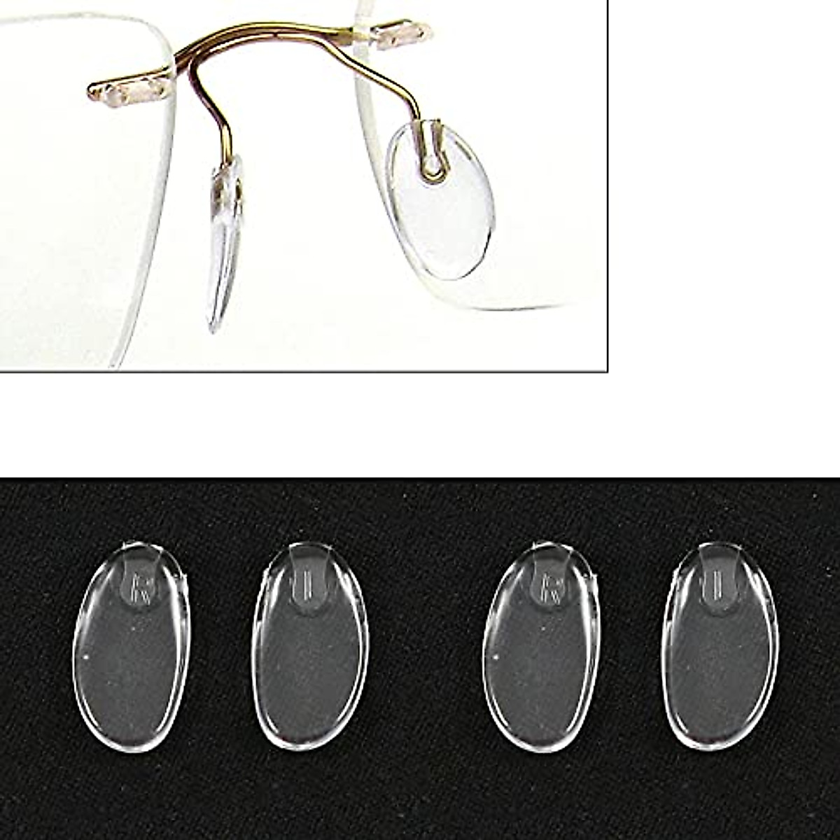 Eyeglass Nose Pads 2Pairs Anti-Slip Soft Silicone Glasses Nose Pieces Push in Pushin Replacement for Silhouette Frameless Glasses Eyeglasses Sunglasses