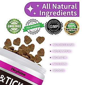 HEYISME Flea and Tick Prevention for Dogs Chewables, Natural Dog Flea and Tick Control Supplement, Flea Treatment for Dogs, Oral Flea and Tick Chews Treats for All Breeds and Ages (Chicken, 120 Chews)