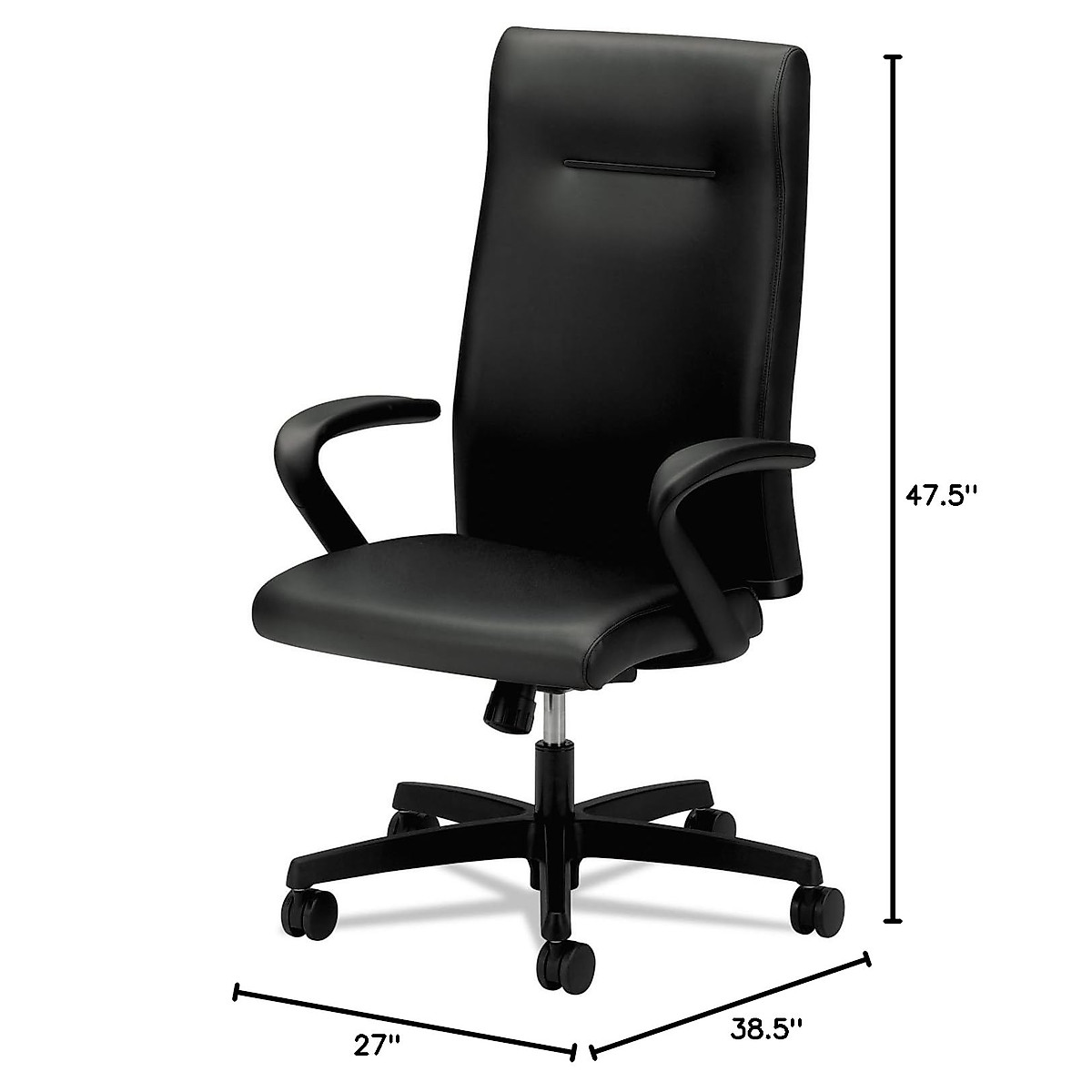 HON IE102SS11 Ignition Series Executive High-Back Chair, Black Leather Upholstery