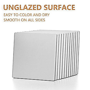 COYMOS Ceramic Tiles for Crafts Coasters, 12Pcs Blank Coasters Unglazed Ceramic White Tiles for Painting, Alcohol Ink, Acrylic Pouring - Make Your Own Coasters - Cork Backing Pads Included (4x4 inch)