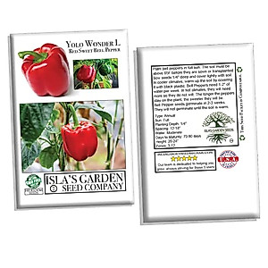 Yolo Wonder L Red Sweet Bell Pepper Seeds for Planting, 100+ Heirloom Seeds Per Packet, (Isla's Garden Seeds), Non GMO Seeds, Botanical Name: Capsicum annuum, Great Home Garden Gift