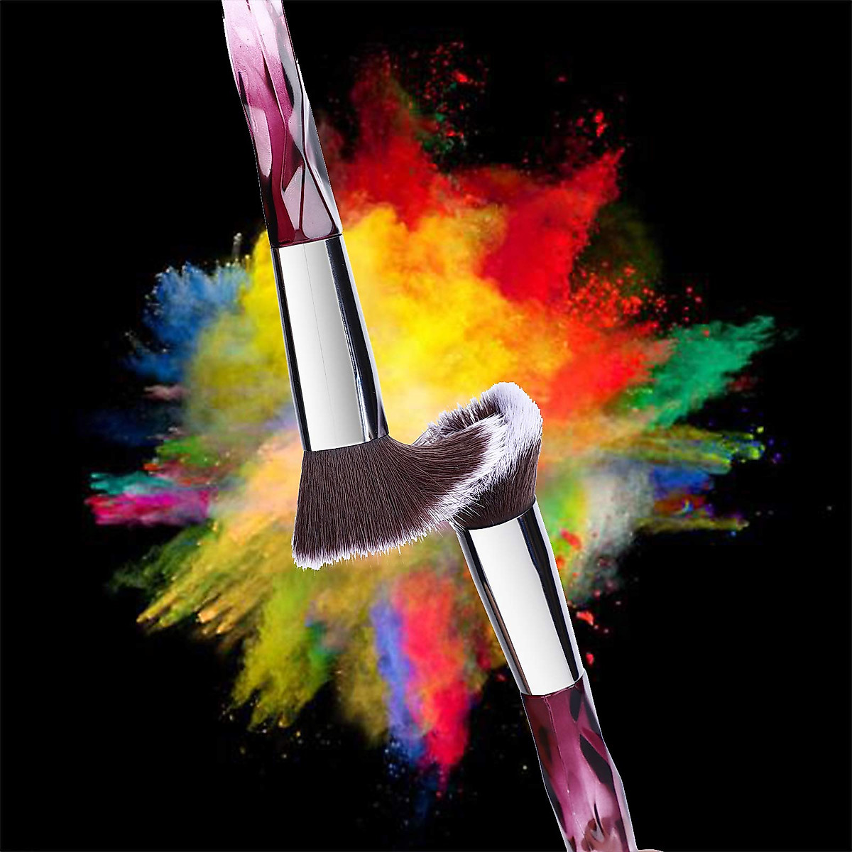 XMOSNZ Makeup Brushes 15pcs Make up Brushes Crystal Handle Highlighter Makeup Foundation Makeup Make Up Brush Sets Eyebrow Brush Professional with 4 Makeup Sponge